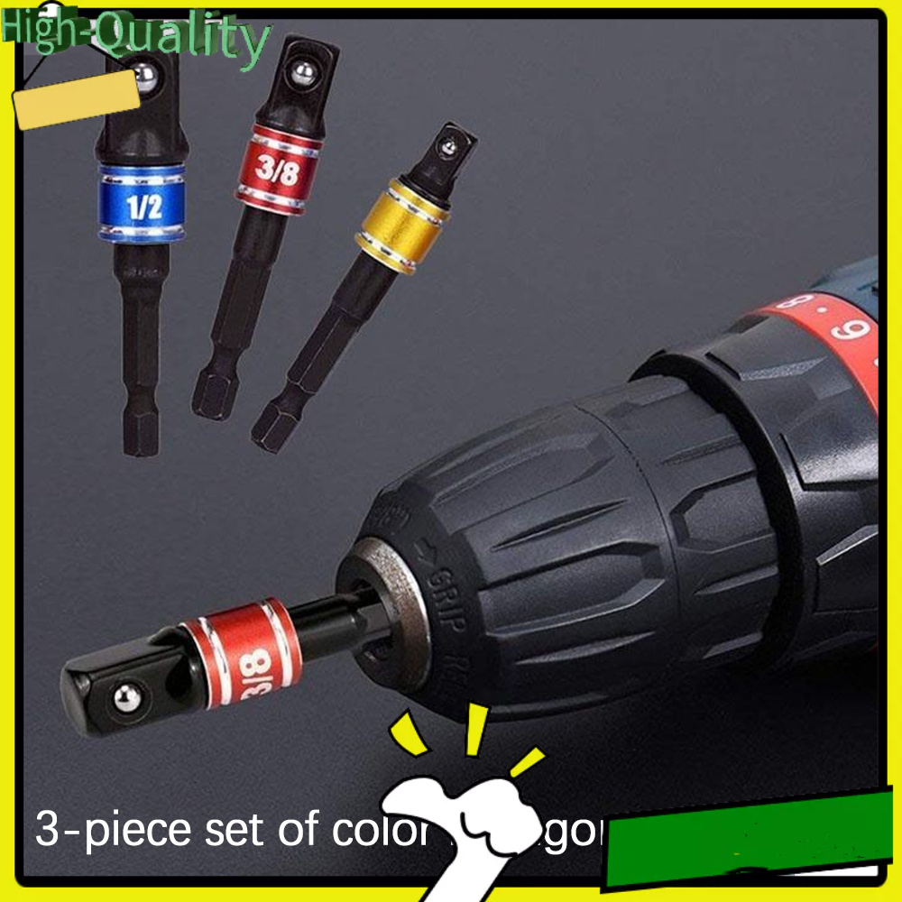 Impact Grade Socket Adapter/Extension Set Turns Power Drill Into High Speed Nut Driver, 3Pcs 1/4 ...
