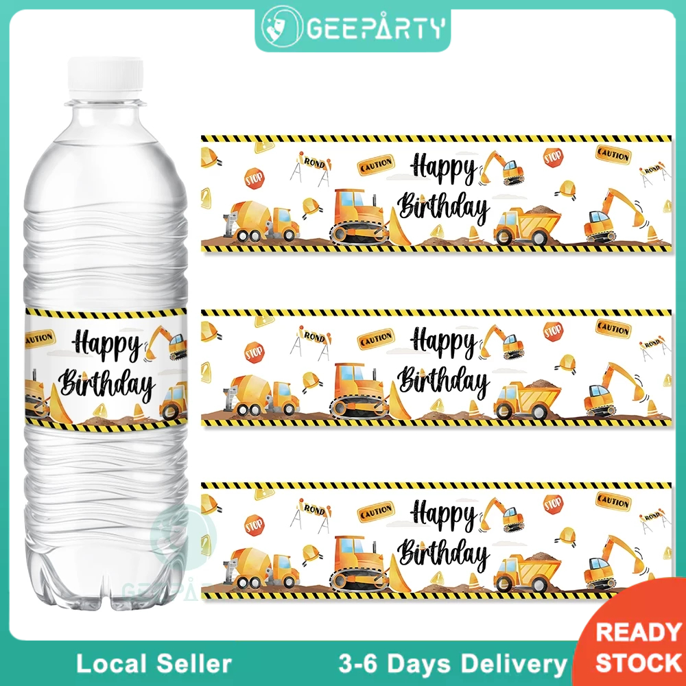 GeeParty 10pcs/set Excavator Bulldozer Pattern Water Bottle Sticker ...