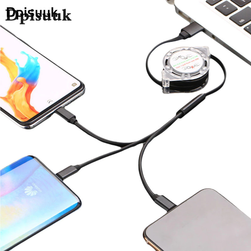 Universal 3 in 1 Telescopic Fast Charging Data cable Cable Retractable ...