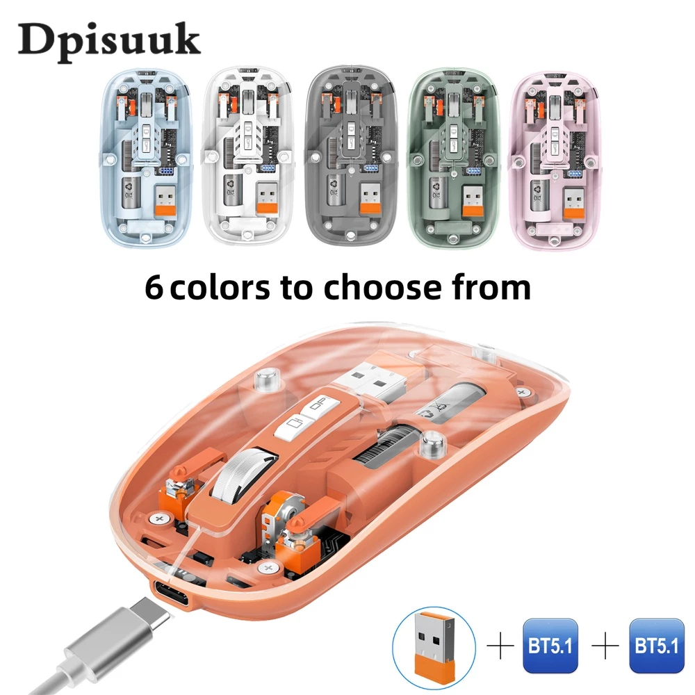 Wireless Transparent Magnetic Mouse Triple Mode 2.4G+ Bluetooth ...