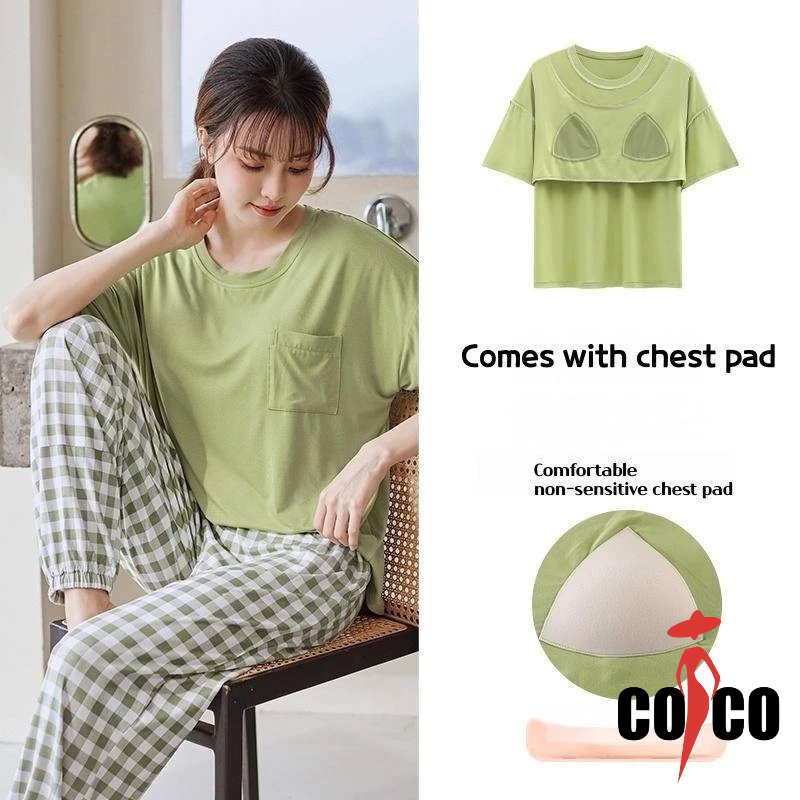 Women Pyjamas Model Cotton Pajamas Set Short Sleeve Sleepwear Lady ...