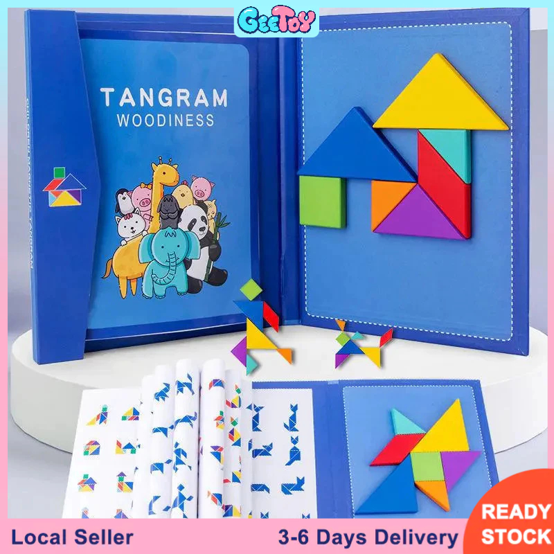 GeeToy Educational Toys 3D Magnetic Puzzle Geometric Shapes Tangram ...