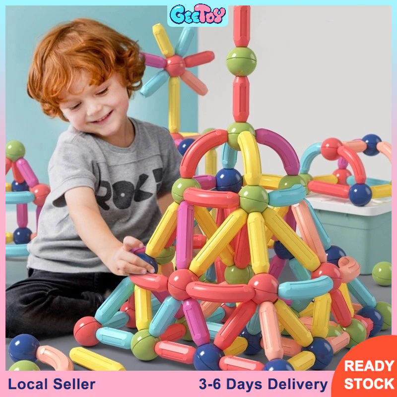 GeeToy 25/64pcs Building Blocks Stick Set Diy Assemble With Stick Balls ...
