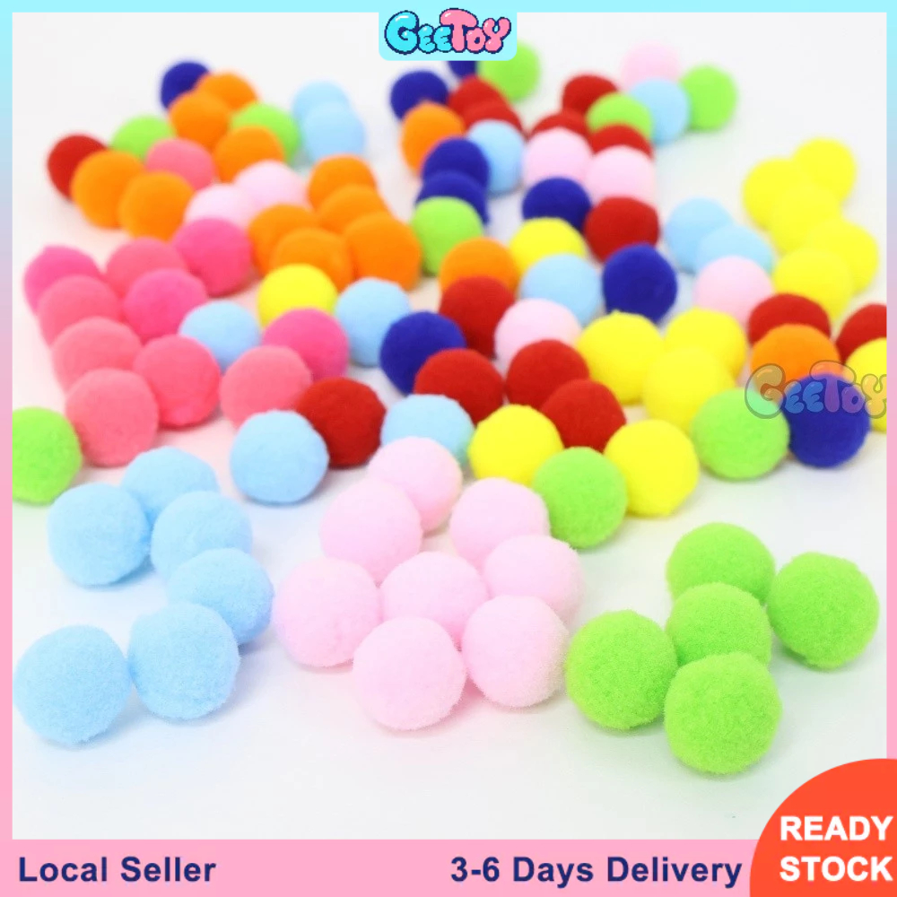 GeeToy 100pcs DIY Jewelry Colorful High Elasticity Poms Kids Clip Ball ...