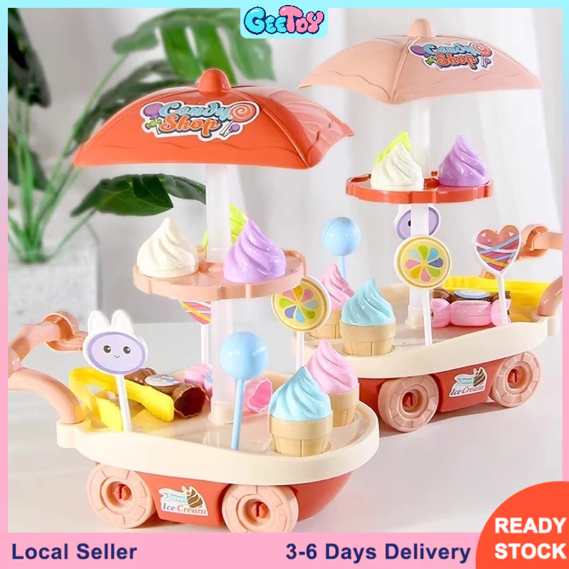 GeeToy 28pcs Mini Ice Cream Candy Car Sweet Dessert Cart Pretend Toys ...