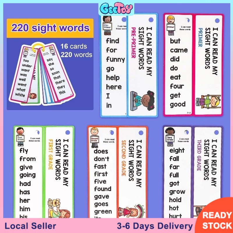 GeeToy 220 English Sight Words Flash Cards Memory Training Educational ...