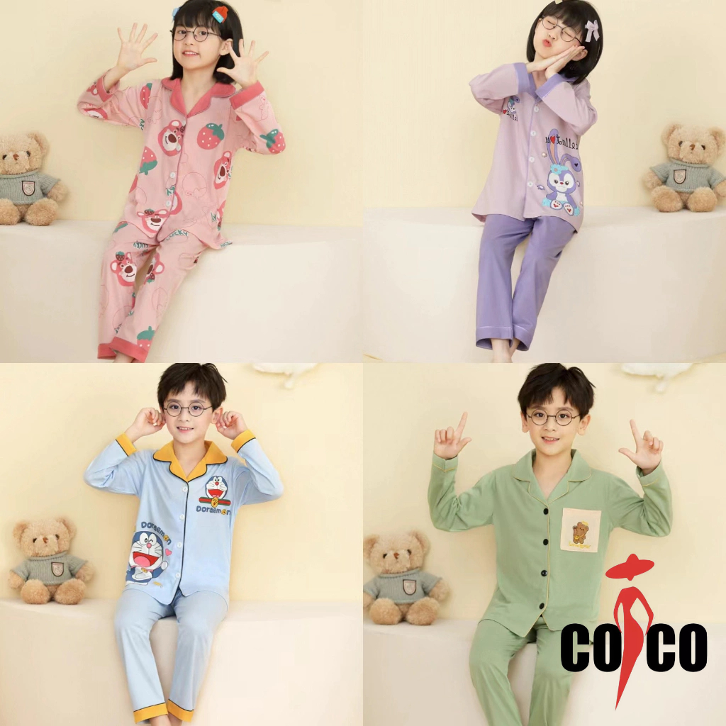 Children's home clothes pyjamas suit boys and girls pure cotton pyjamas ...