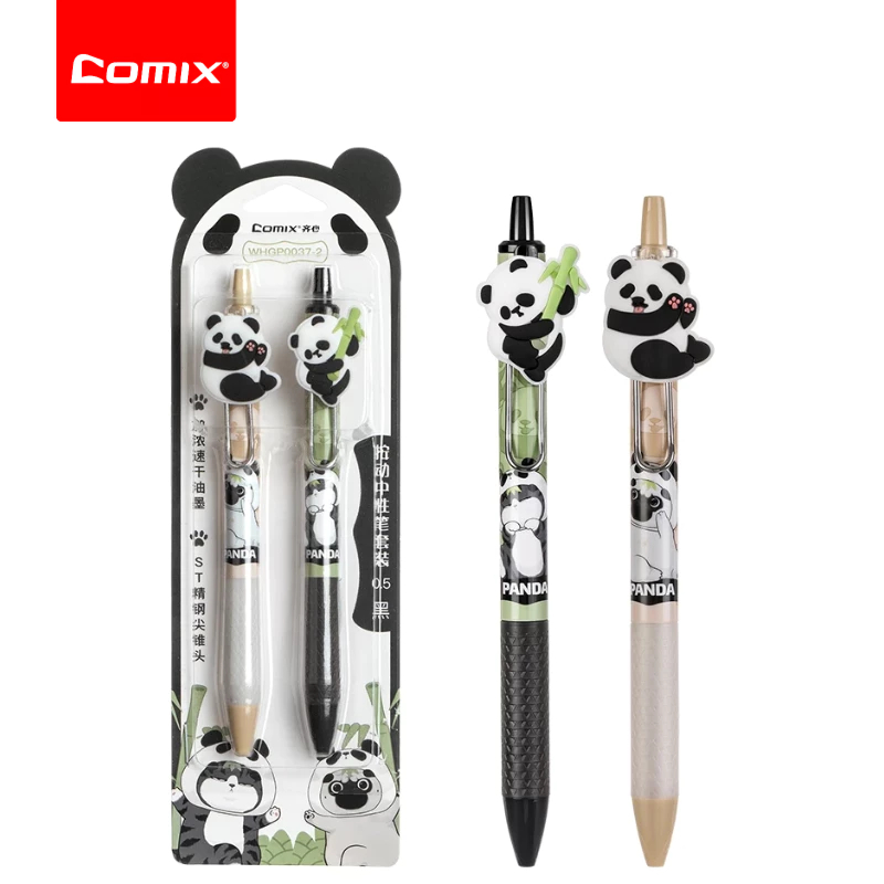 Comix Cute Emperor Cat Design Refillable Fine Tip Panda Gel Pens (2 Pcs ...
