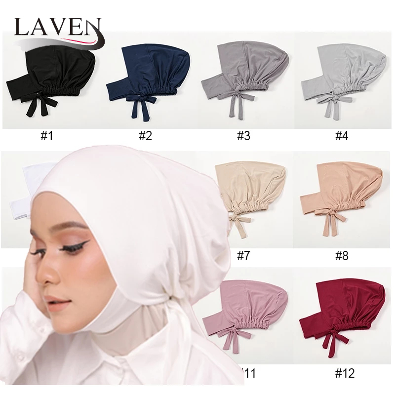 LAVEN Hot Selling Instant Hijab Solid Color Muslim Tudung Elastic Inner ...