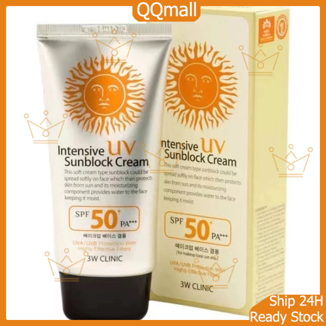3W Clinic Intensive UV SunScreen Sunblock Cream SPF50+ PA+++ 70ml | Shopee Malaysia
