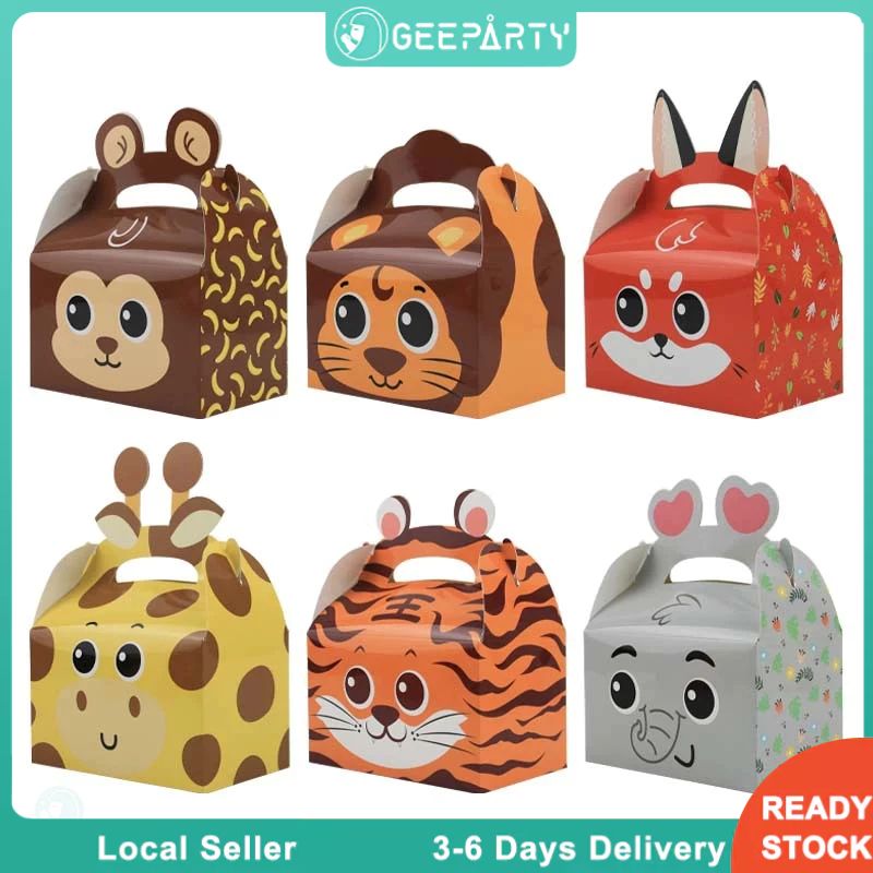 GeeParty 6pcs Jungle Safari Candy Box Handheld Paper Box Lion Tiger ...