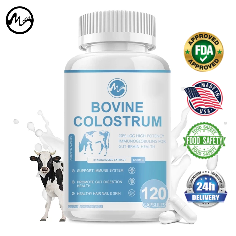 Minch Bovine Colostrum 1000mg Probiotic Blend Omega3 Capsules Digestion ...