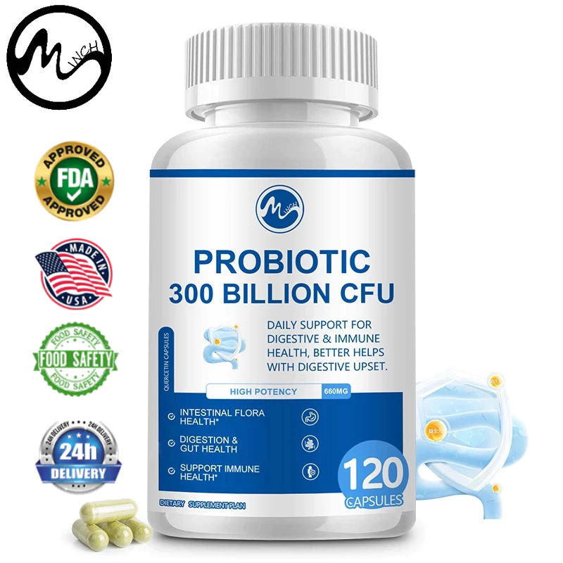 Minch Probiotics Capsules 300 Billion CFU Daily Support For Digestive ...