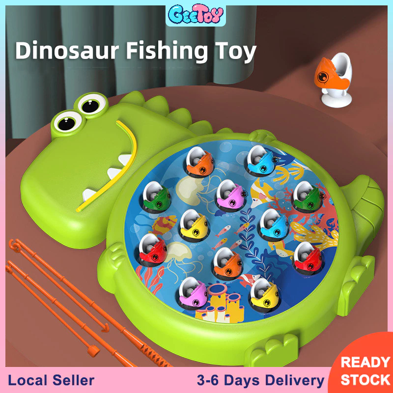 GeeToy Interactive Dinosaur Fishing Game Puzzle Fishing Rod Suction Toy ...