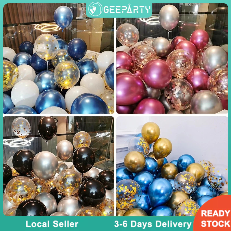 GeeParty 50 Pcs 12 Inch Metallic Premium Balloon Set Chrome Balloon ...