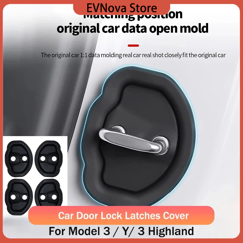 4pcs Upgraded Silicone Car Door Lock Latches Cover For Tesla Model Y ...