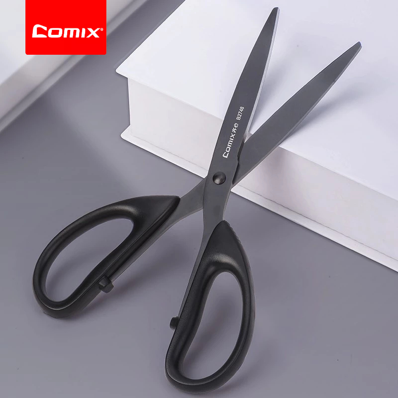 Comix Curved Titanium Blades Multi-Purpose Office Scissors - Brown ...
