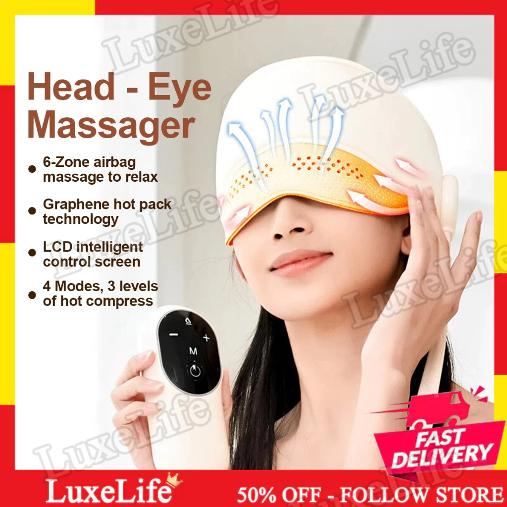 Electric Head Massager Air Pressure Graphene Heating Eye Hot Compress ...