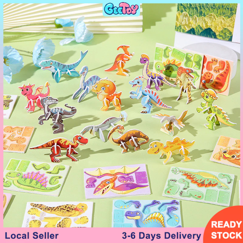 GeeToy 25pcs 3D Paper Mini Cute Animal Dinosaur Portable Cartoon Puzzle ...