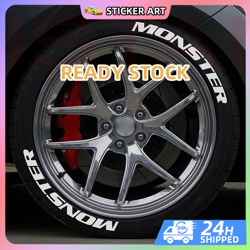 2pcs Car Sticker MONSTER Stiker Tayar Kereta Tyre Sticker PVC Tire ...
