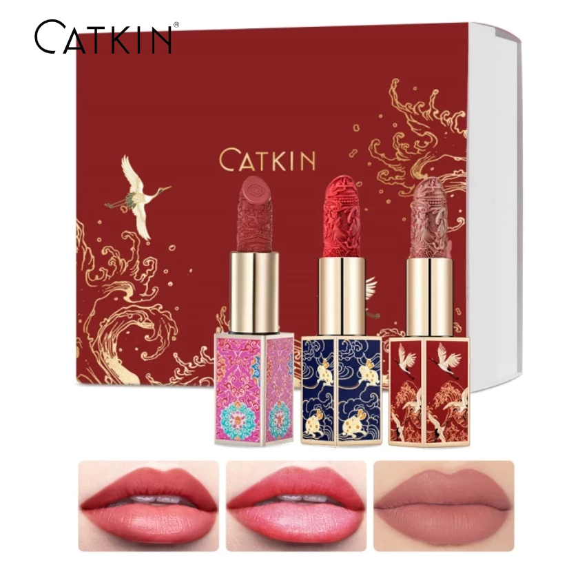 CATKIN Carved Lipstick 3PCS Gift Box Set Long-Lasting Matte ...