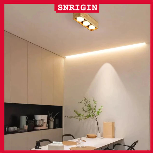 SNRIGIN LED Log Ceiling Downlight Crude Wood Ceiling Light GX53 Light ...