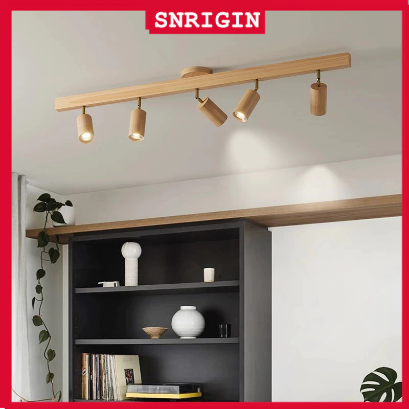 SNRIGIN High-end Solid Wood Ceiling Spotlight Rotatable Log Corridor ...