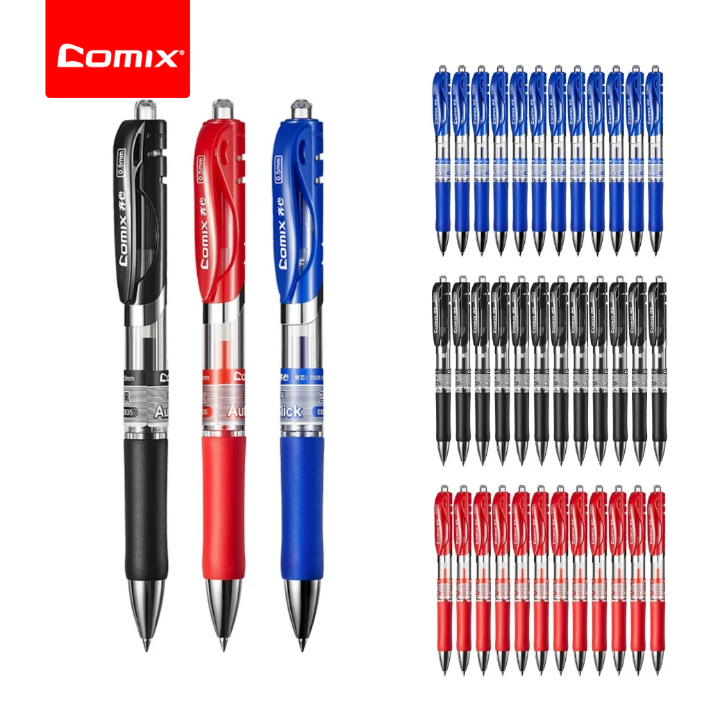 Comix Gel Pen Set (20 Pcs) 0.5mm Retractable Gel Pens with Red, Black ...