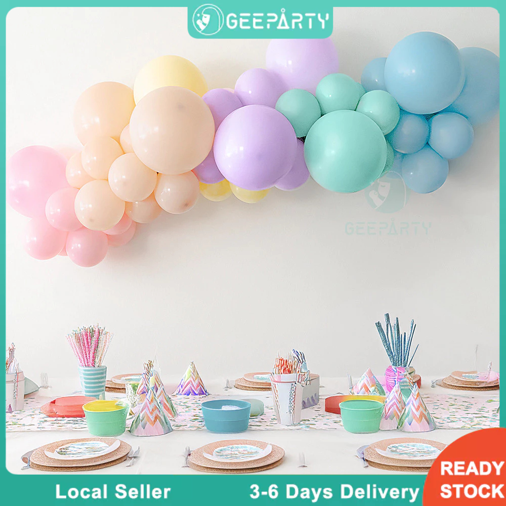 GeeParty 63pcs Macaron Color Balloon Garland for Girls Wedding Birthday ...
