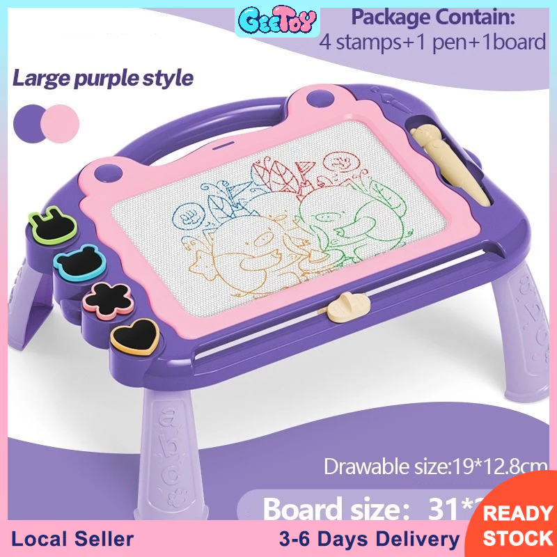 GeeToy Purple Magnetic Drawing Board with Stand Doodle Erasable ...