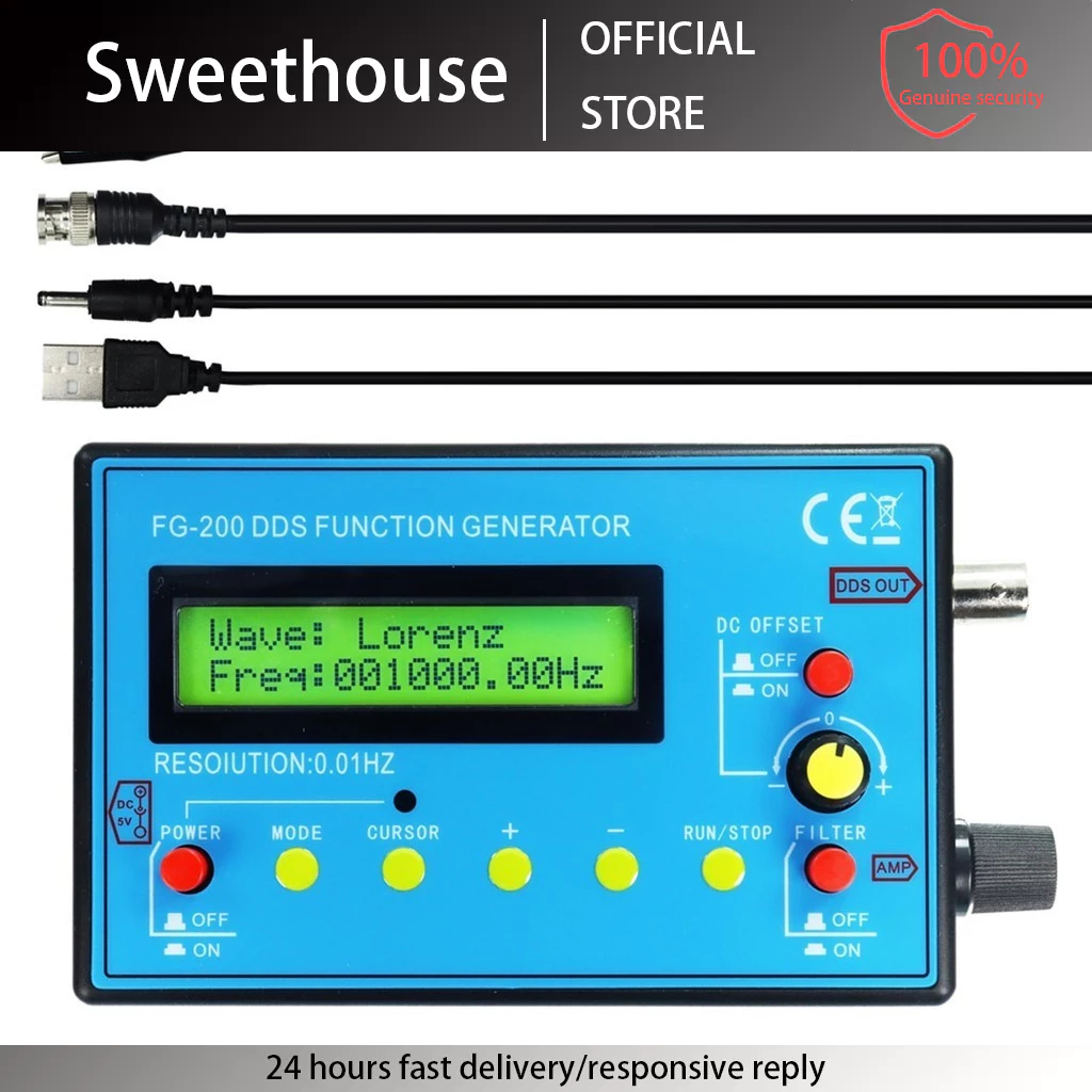 FG-200 DDS Function Signal Generator Frequency Counter 0.01Hz - 500KHz Signal Source Module Sine ...