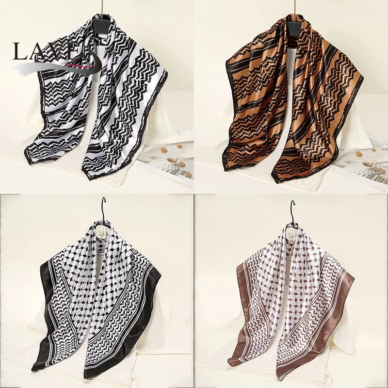 LAVEN Printd Keffiyeh Square Scarf Satin Silk Hijab Palestine Keffiyeh ...
