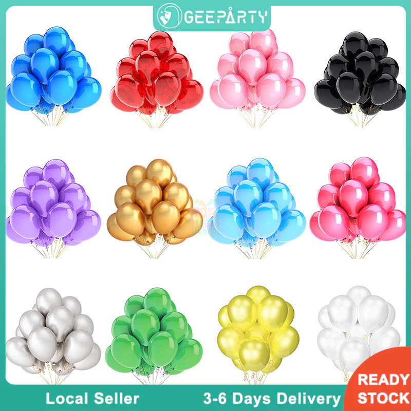 GeeParty 10pcs 12inch Multicolor Pearl Balloon Glossy Latex Colorful ...