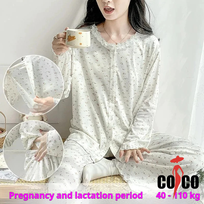 【M-4XL】Pregnant women's thin postpartum nursing clothes maternity ...