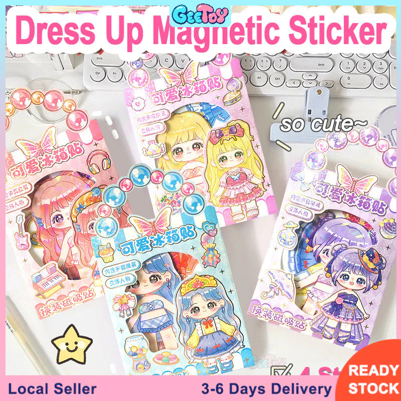 GeeToy DIY Fridge Magnetic Sticker Toys Cartoon Princess Dress Up ...