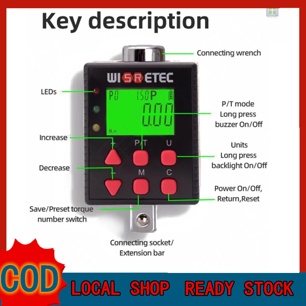 Electronic torsion meter Backlight LED Torque Digital Units Light ...