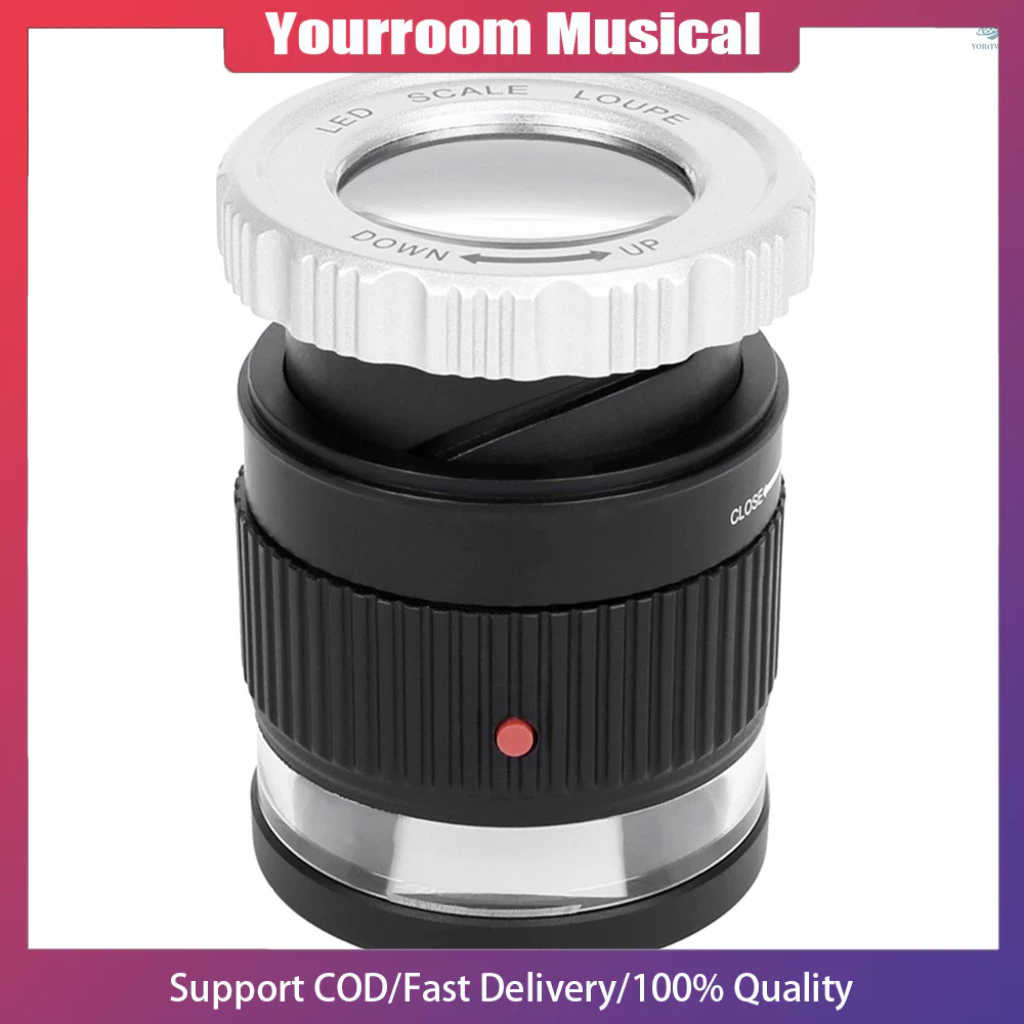 LED Scale Loupe 30X Adjustable Magnification Magnifier Metal Cylinder ...