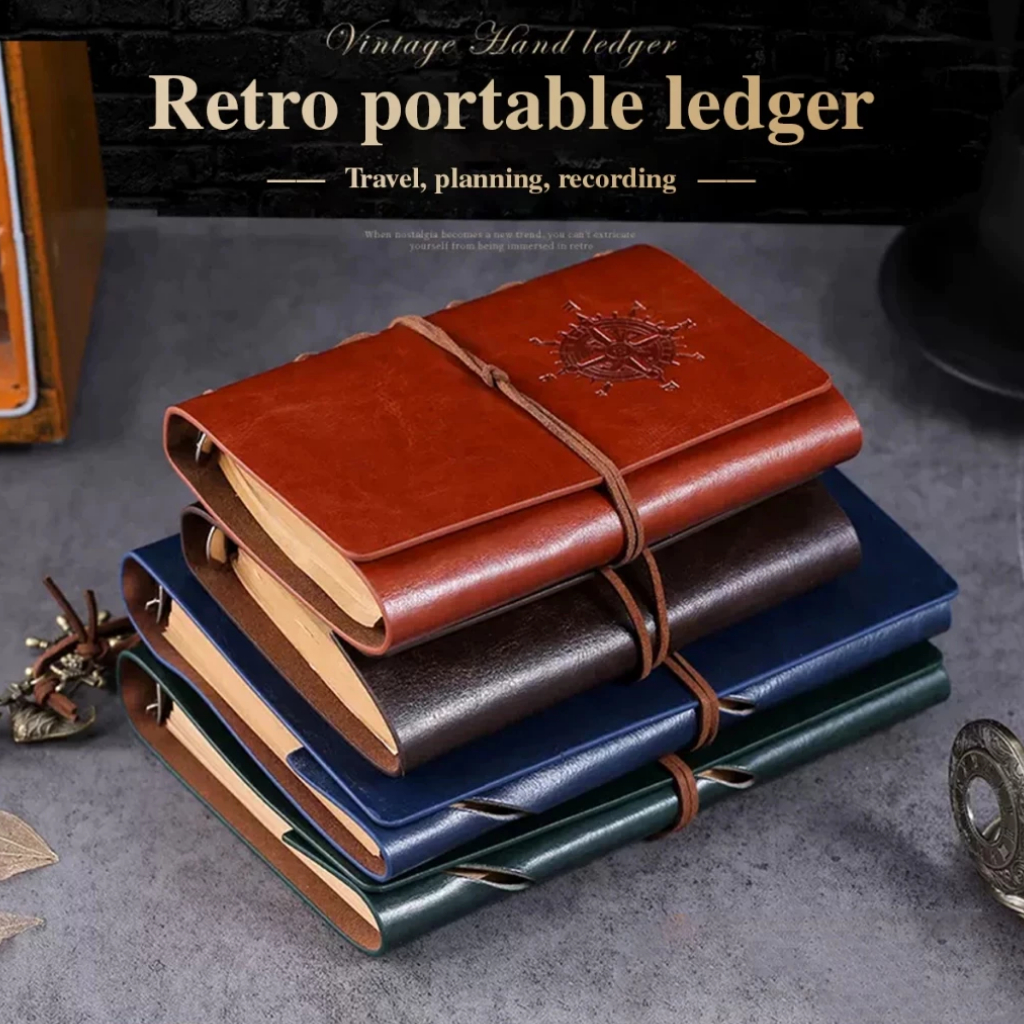 Retro Notebook 13x9 cm BUJO Diary leather soft cover Replaceable kraft ...