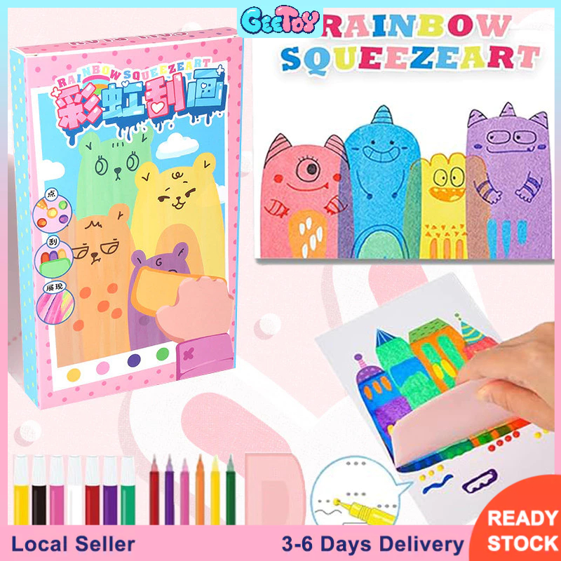 GeeToy 35Pcs DIY Rainbow Scratches Paint Kids Art Kit Fun Bookmark ...