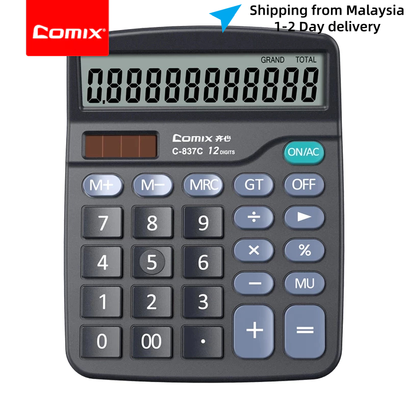 Comix Dual Power Calculator - Long Battery, Large 12-Digit Display, Accurate & Easy for Students ...