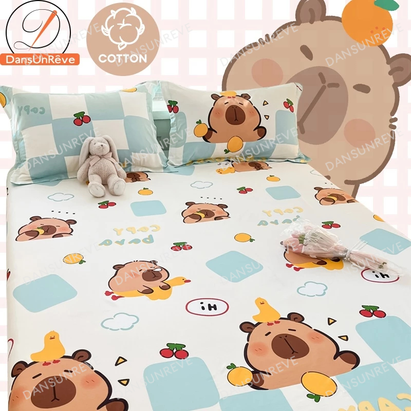 Cadar Tilam 1800TC Cotton Cute Cartoon Bear Rabbit Capybara Super ...