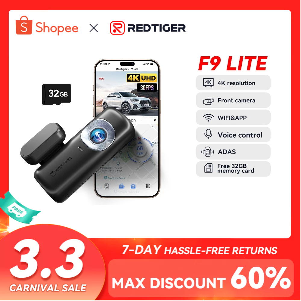 REDTIGER F9 LITE 4K Mini Dash Cam Front,ADAS,Built-in WiFi GPS,G-Sensor ...