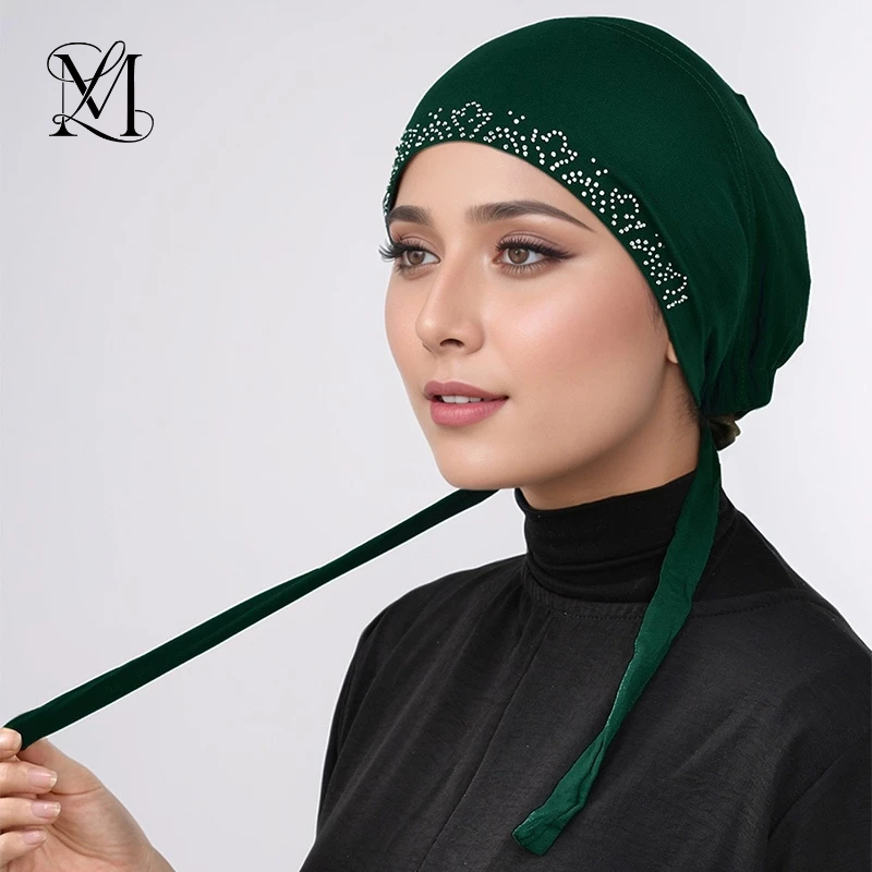 LOVOSME Floral Diamond Inner Hijab Elastic Adjustable Cotton Modal ...