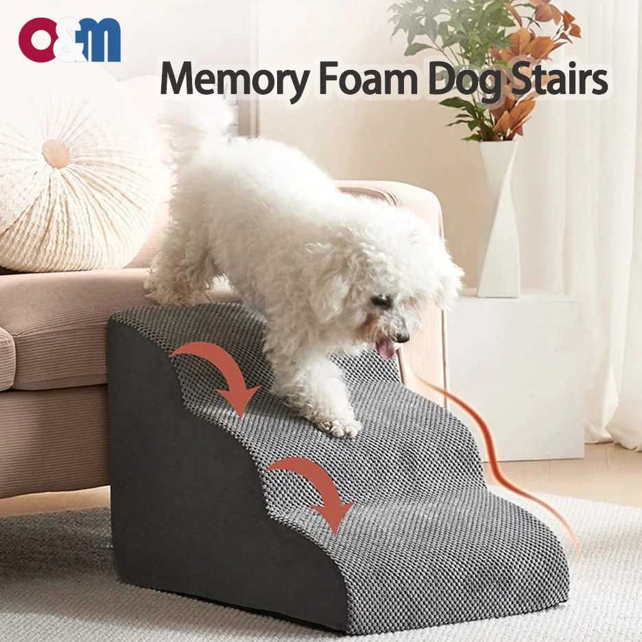 Memory Foam Dog Stairs Pet 2/3/4 Steps Stairs for Small Dog Cat Ramp ...
