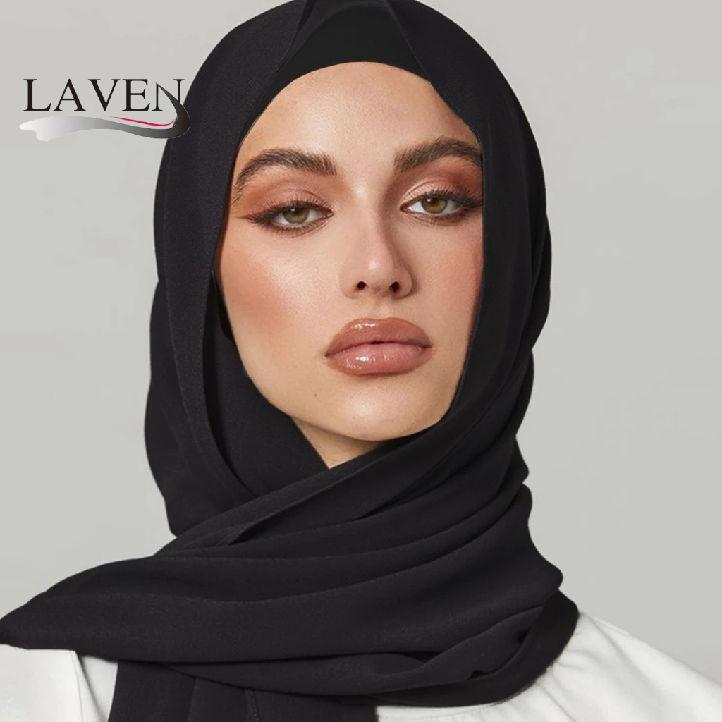LAVEN 2pcs/Set Premium Tie Rope inner Hijab Plain Chiffon Hijab Solid ...