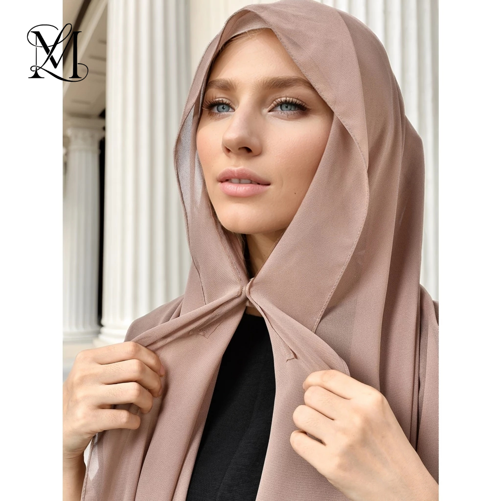 LOVOSME Solid Color Instant Chiffon Magnetic Buckle Hijab Scarf Muslim ...