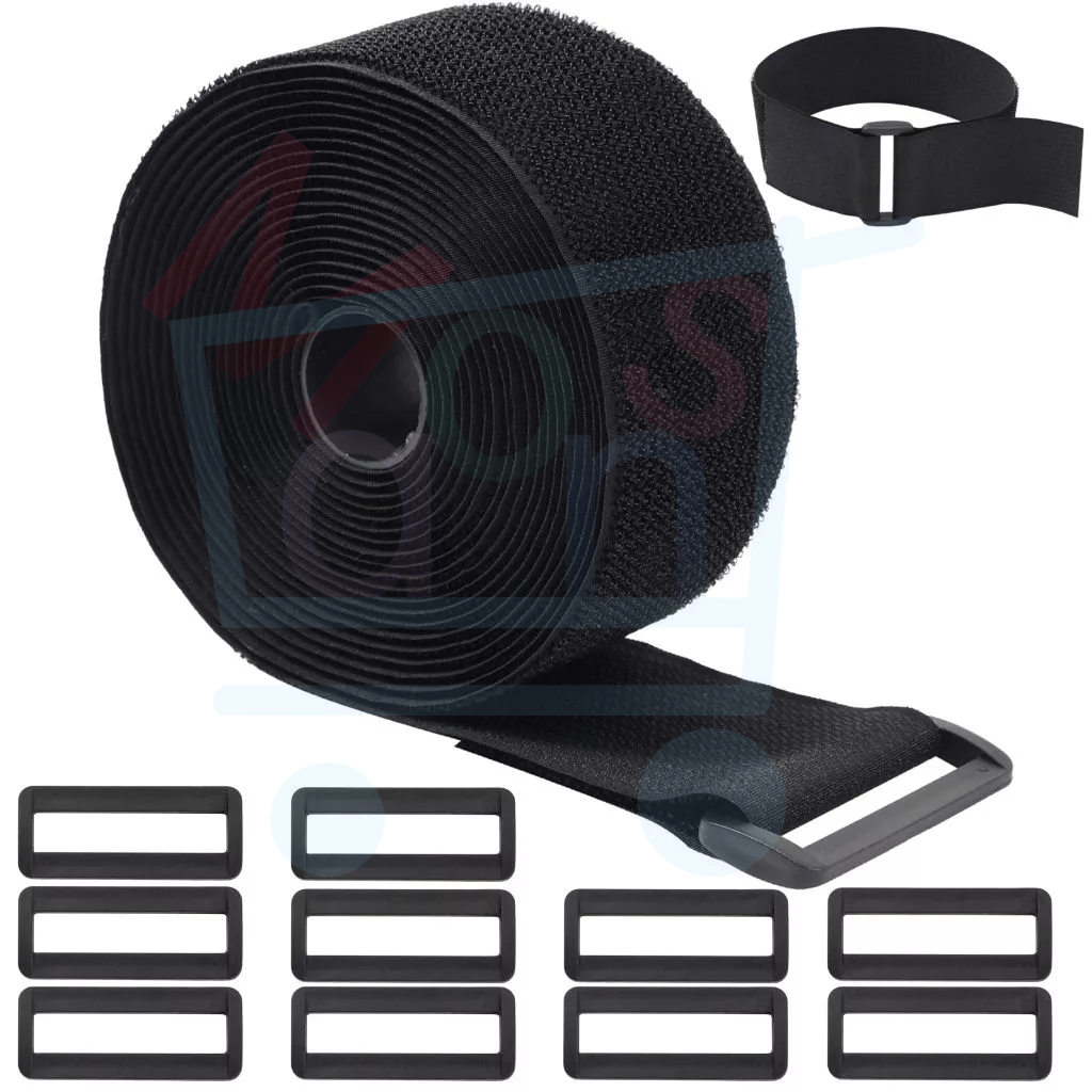 Adjustable Cable Straps, Black Reusable Fastening Cable Ties, Hook and ...