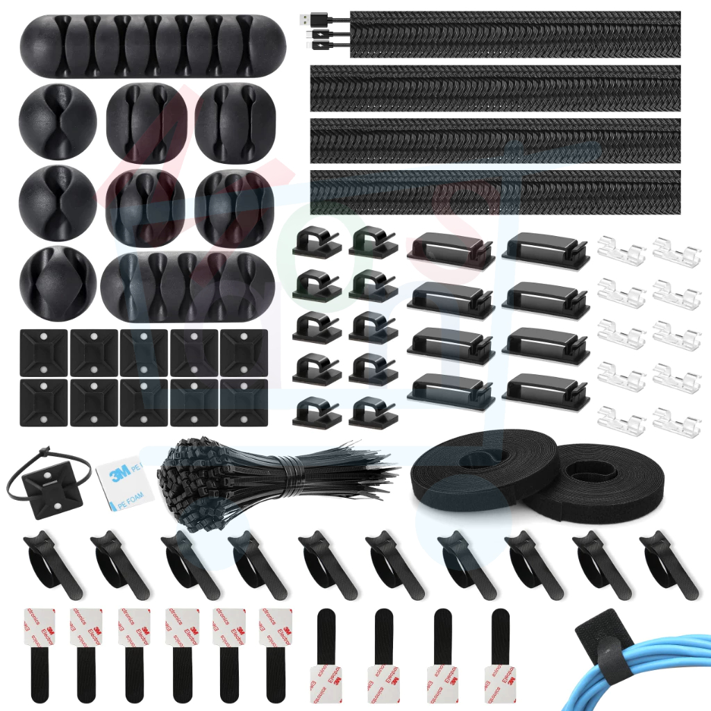 173 Pcs Cable Management Organizer Kit, 4 Cable Sleeve Split, 47 Self ...
