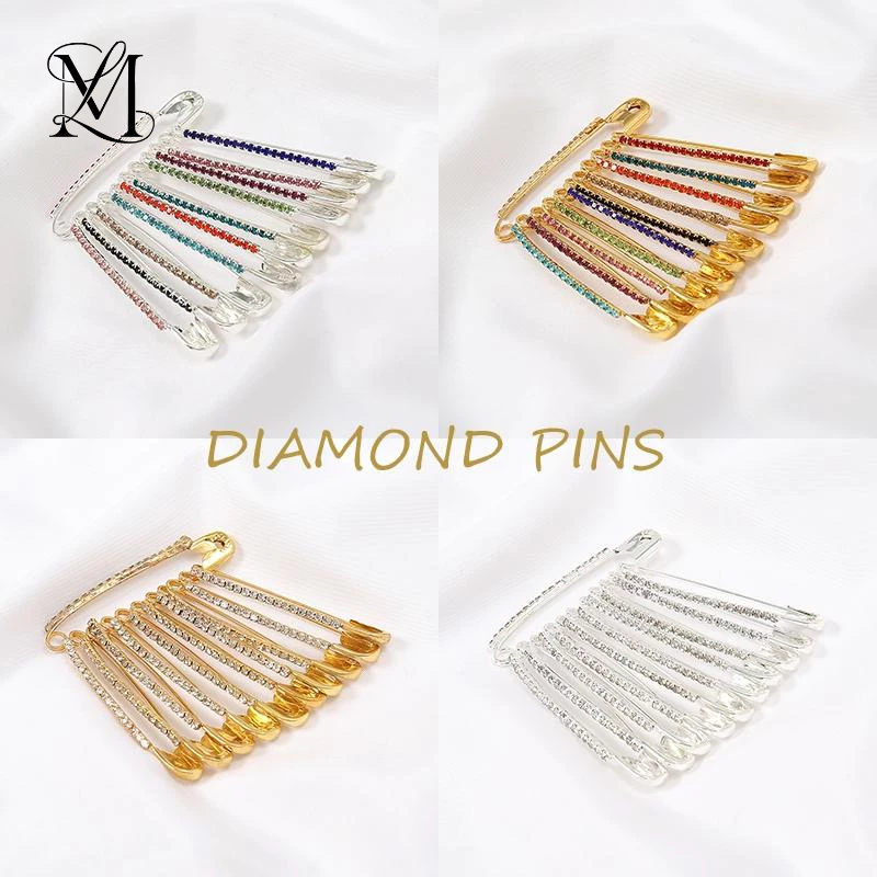 LOVOSME 11pcs/Bag Diamond Hijab Scarf Pins Muslim Accessories Safety ...
