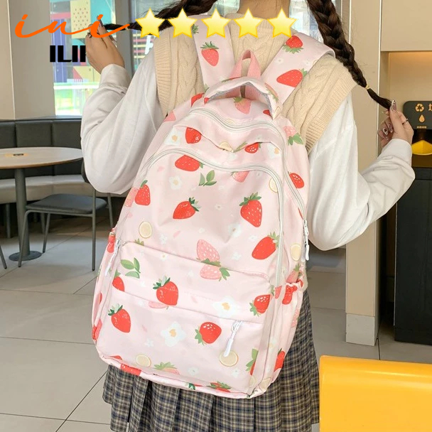 Beg sekolah pelajar manis comel strawberry ransel sekolah menengah ...